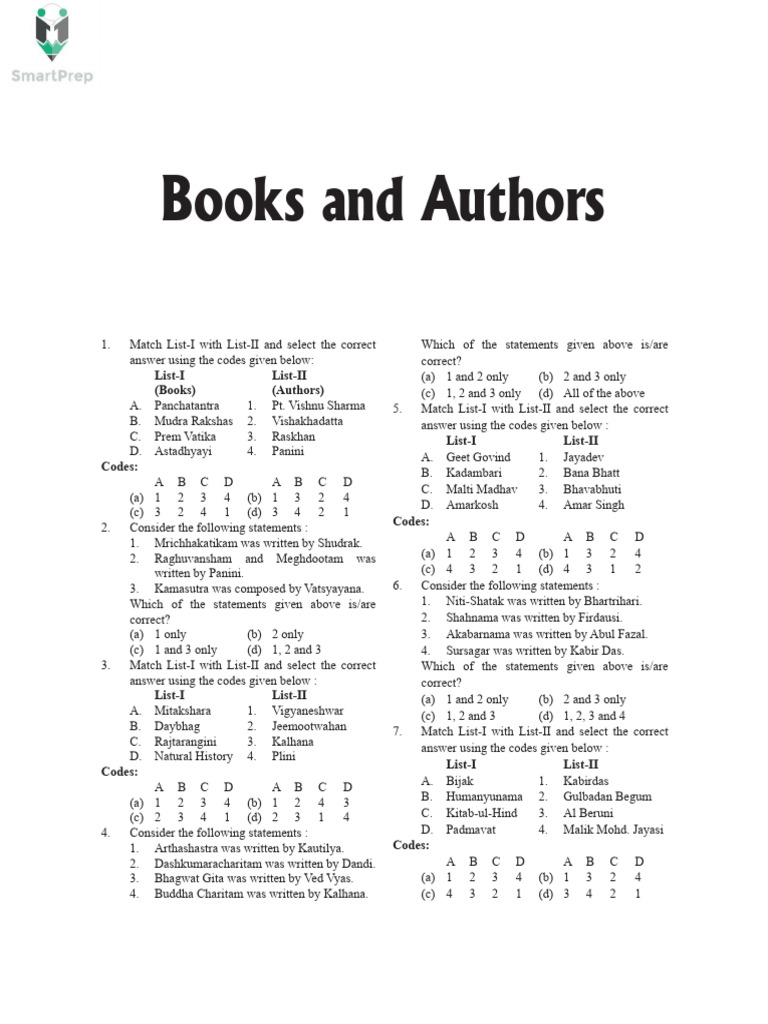 Books-Authors Question Bank | PDF