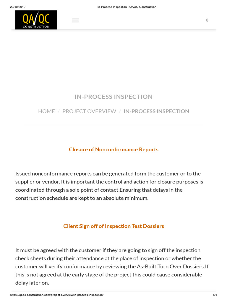 In-Process Inspection - QAQC Construction | PDF | Quality Assurance | Customer