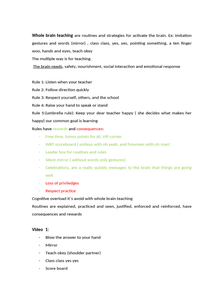 Whole Brain Teaching Are Routines and Strategies For Activate The Brain ...