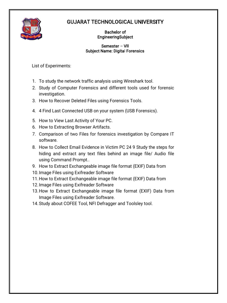 Digital Forensics Experiments Guide | PDF | Computers | Technology & Engineering