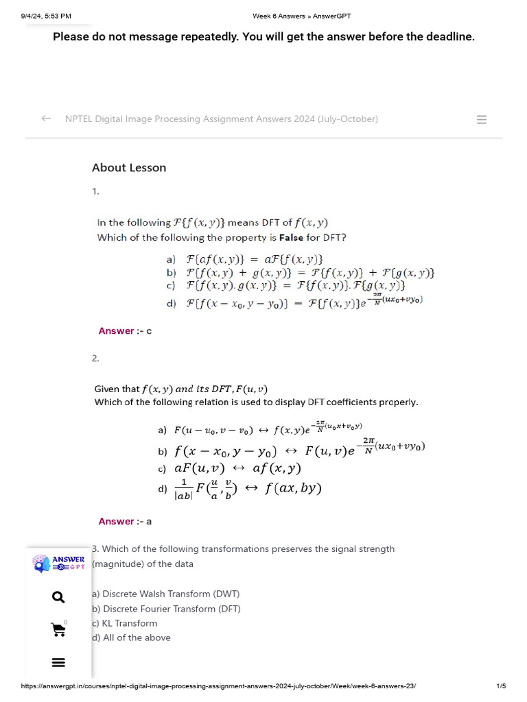 Week 6 Answers AnswerGPT | PDF | Signal Processing | Algorithms