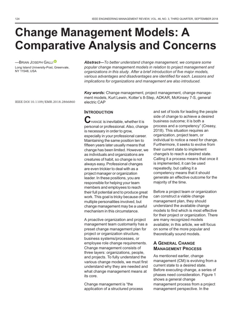 Comparative Review of Change Models | PDF | Change Management | Leadership