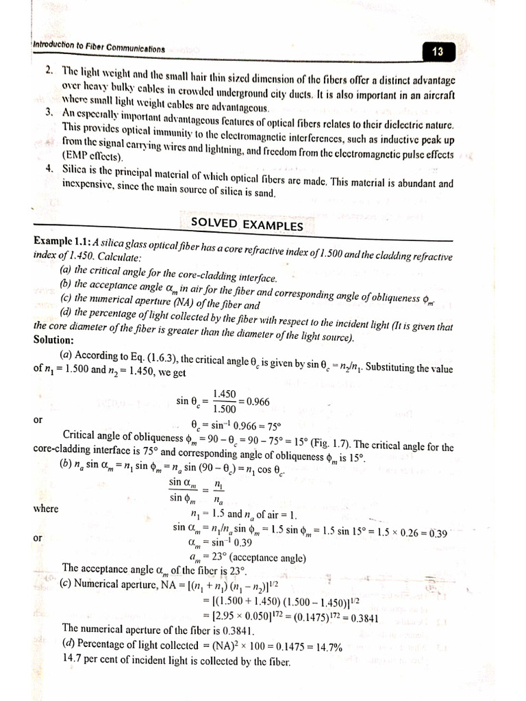 FiberOptics Numericals | PDF