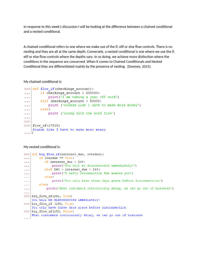 Chained vs Nested Conditionals Explained | PDF | Language Arts & Discipline | Foreign Language ...