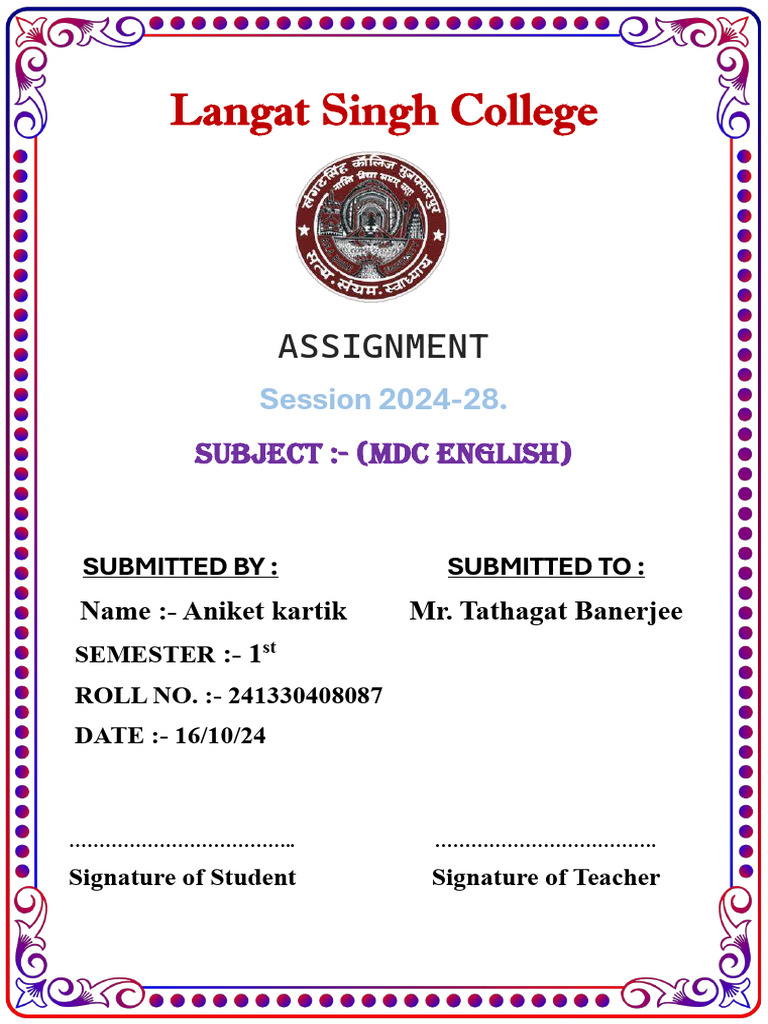 A K Assignment English | PDF