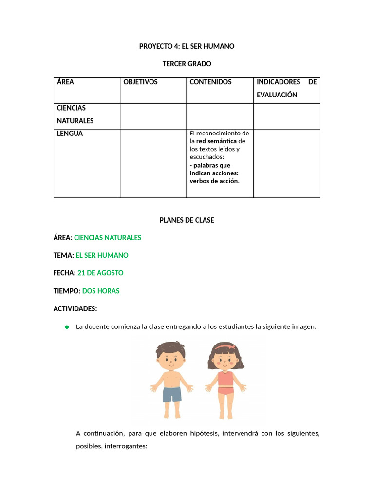 Proyecto 3 Cs. Nat Tercero | PDF | Humano | Hombre