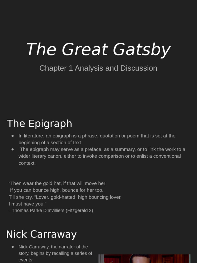 The Great Gatsby CH 1 | PDF | The Great Gatsby