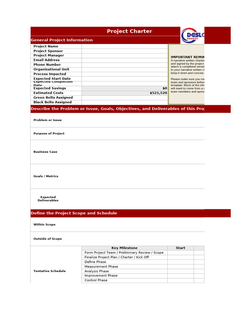 Project Charter Template | PDF | Performance Indicator | Business