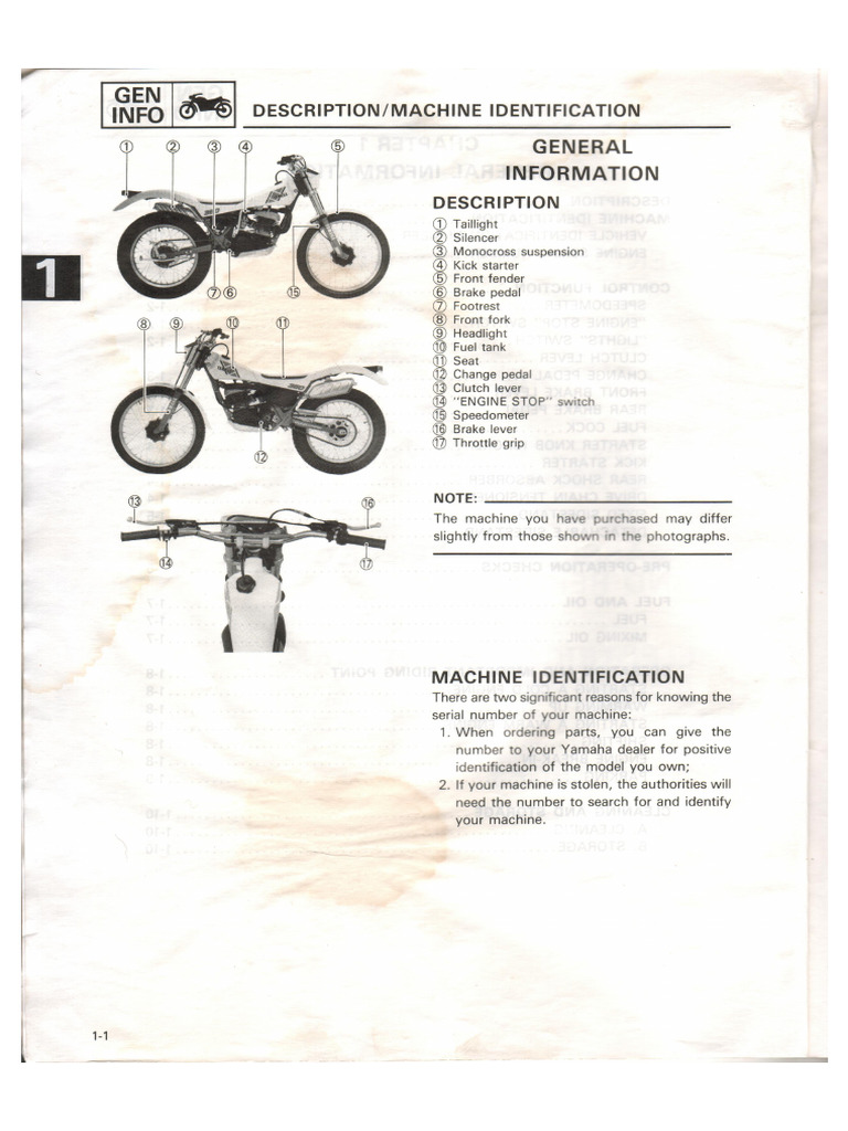 Ty250 Service Manual | PDF