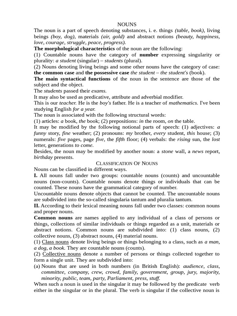 The Noun Theory | PDF | Noun | Grammatical Gender