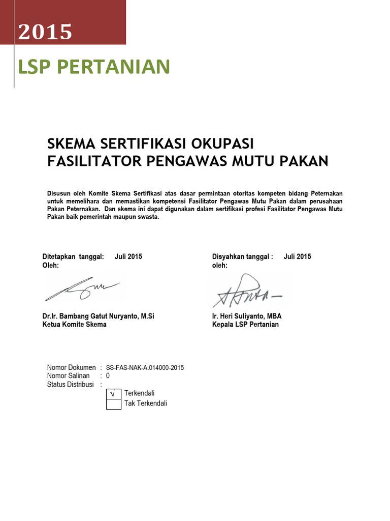 Skema Fasilitator Pengawas Mutu Pakan OK | PDF | Bisnis | Teknologi & Rekayasa