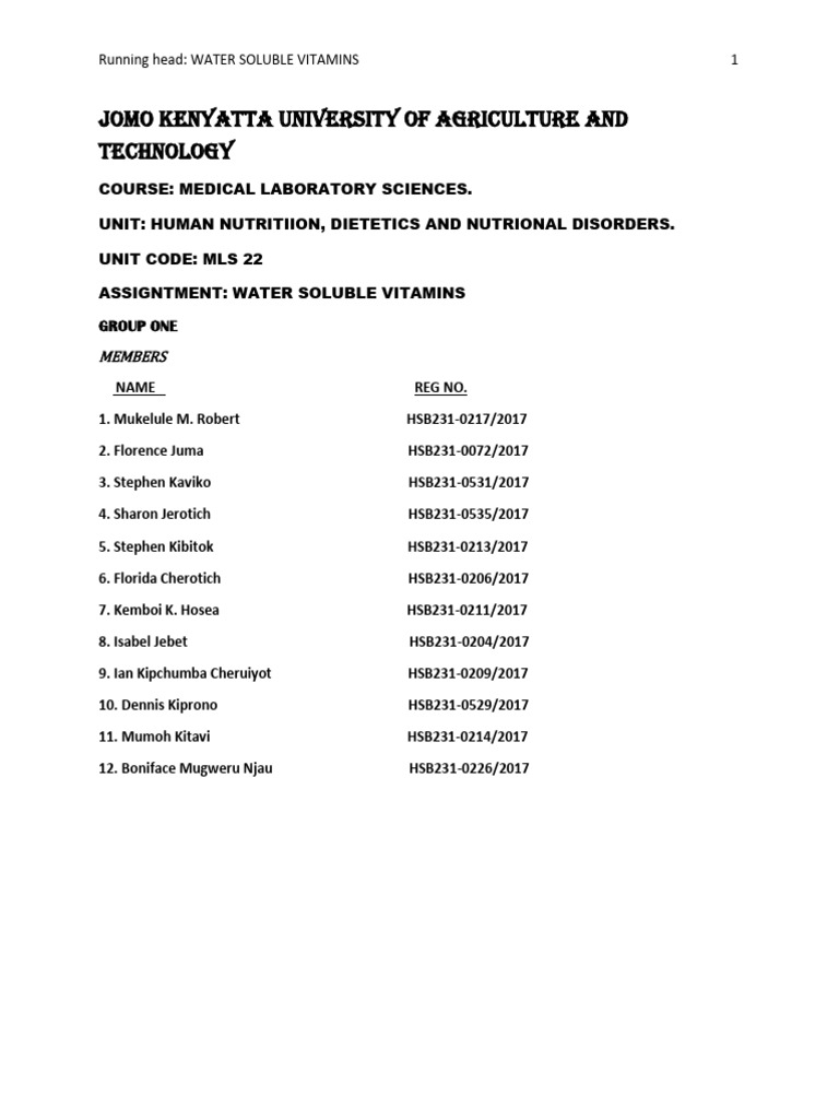 Human nutrion vitamin assignment | PDF | Vitamin C | Vitamin