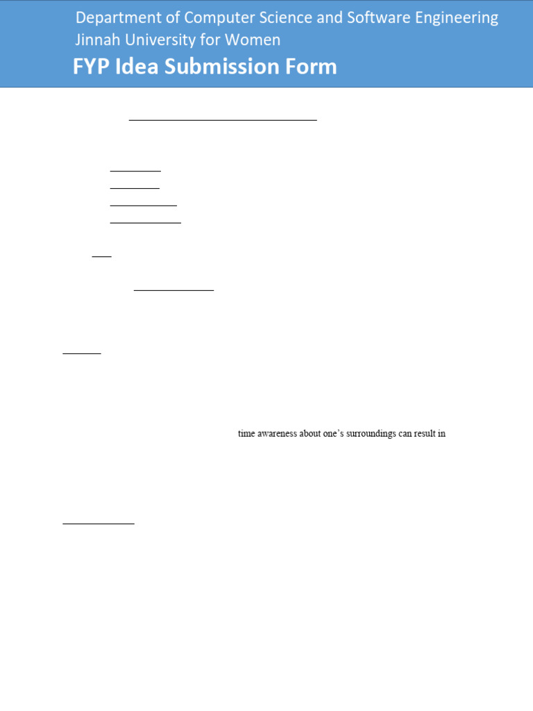 FYP Idea Submission Form | PDF | Visual Impairment | Computing