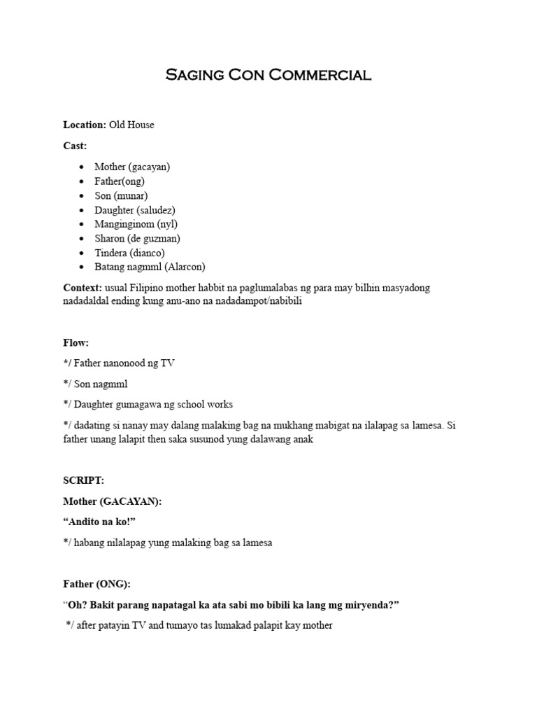 Saging Con Commercial FINAL I GUESS | PDF