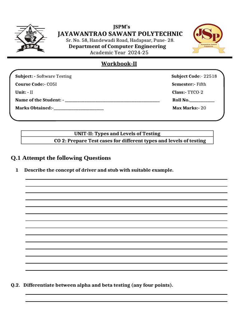 18.ii. Workbook - Unit-2 | PDF | Computers