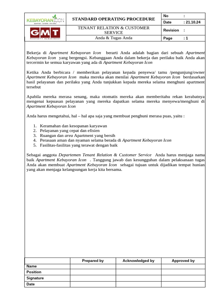 Sop Tenant Relation | PDF
