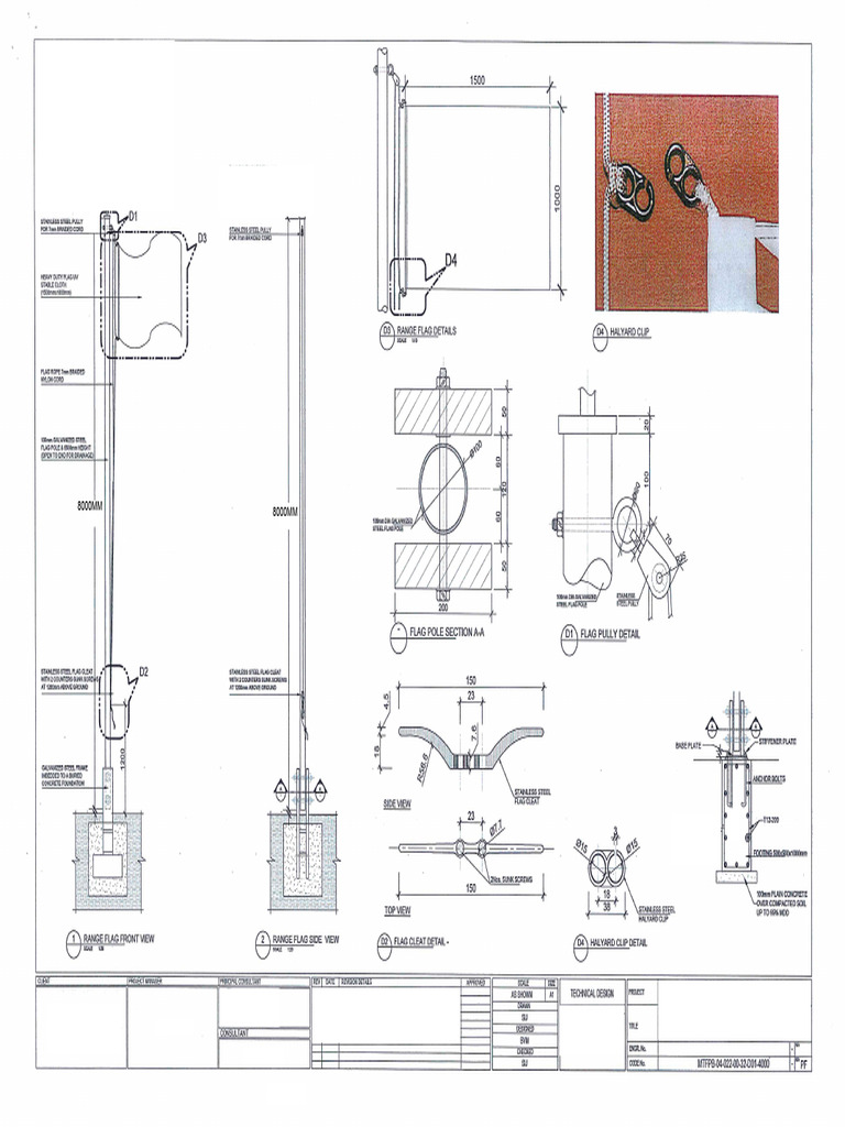 Flag Pole Detail Drawing 8000MM | PDF