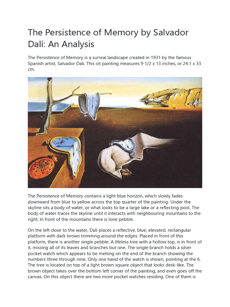 The Persistence of Memory by Salvador Dalí | PDF | Salvador Dalí ...