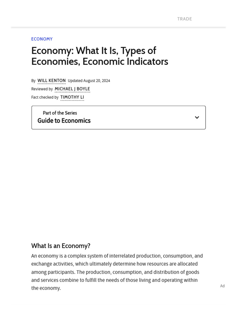 Economy_ What It Is, Types of Economies, Economic Indicators | PDF | Inflation | Macroeconomics