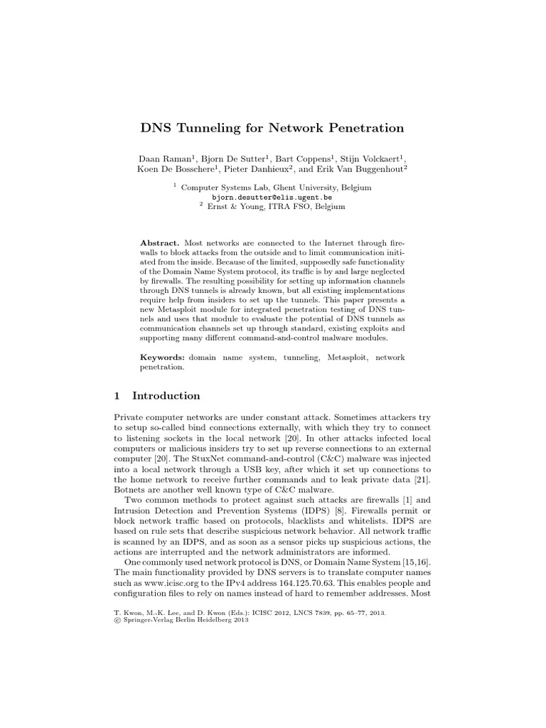 DNS Tunneling For Network Penetration 503af6k8ql | PDF | Domain Name System | Computer Networking