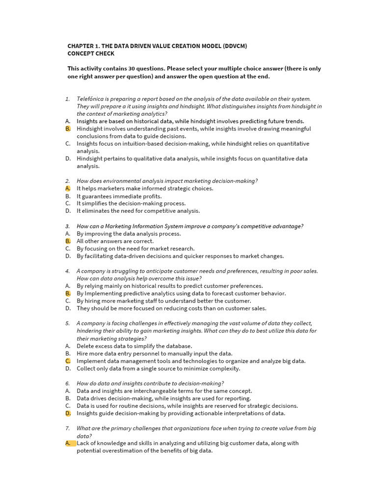 1_Concept check chapter 1 Corregido | PDF | Analytics | Marketing