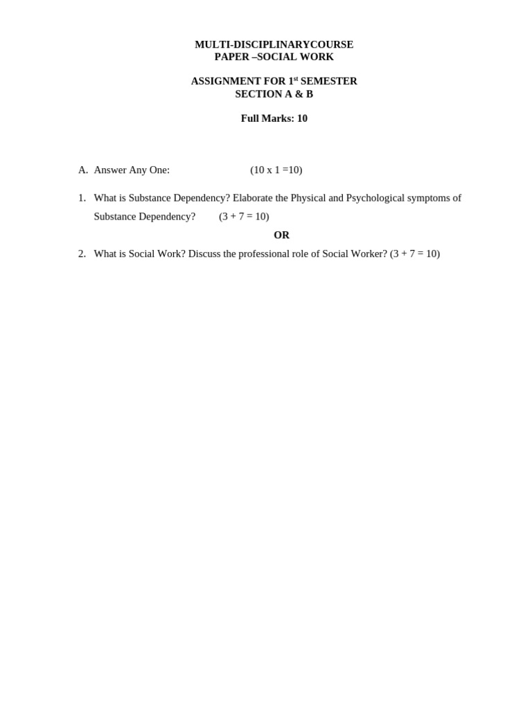 MDC - Social Work Assignment | PDF