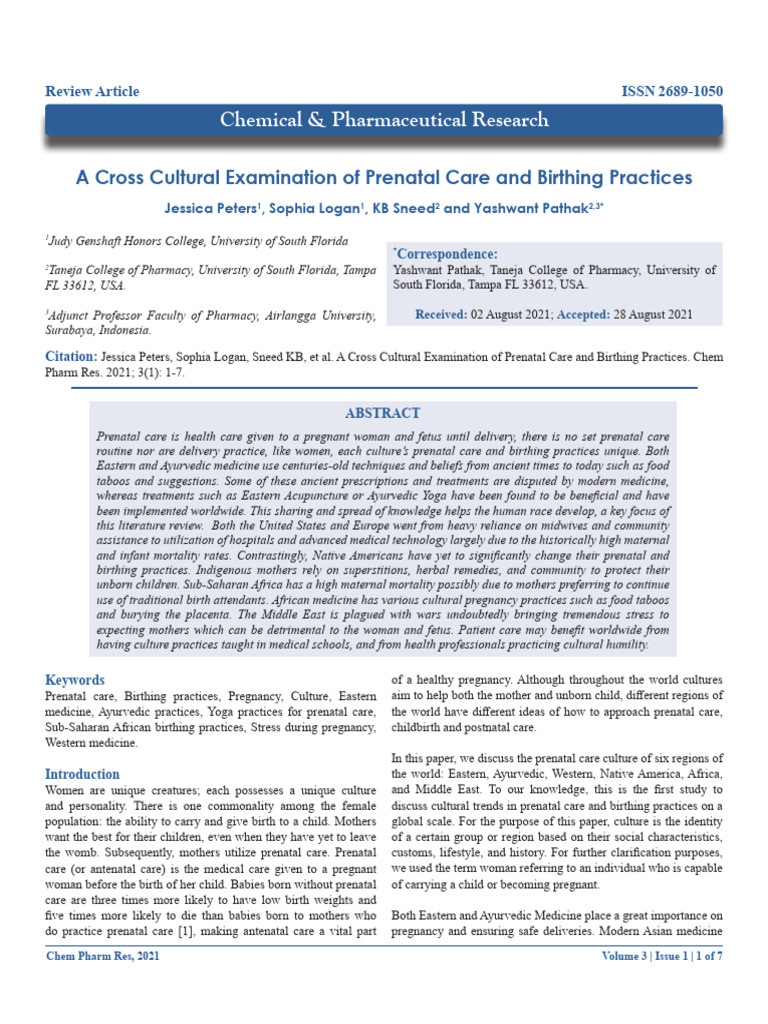 A Cross Cultural Examination of Prenatal Care and Birthing Practices ...