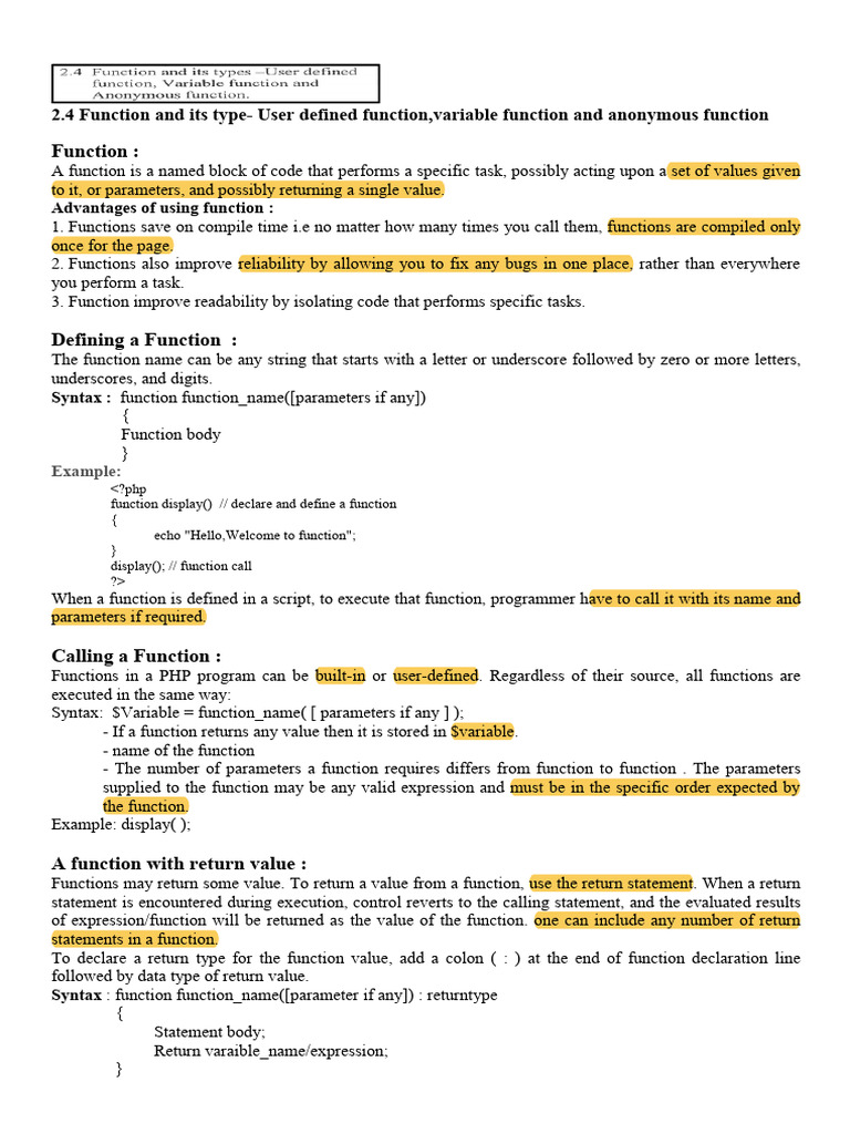 Chapter 2.4 | PDF | Parameter (Computer Programming) | Anonymous Function