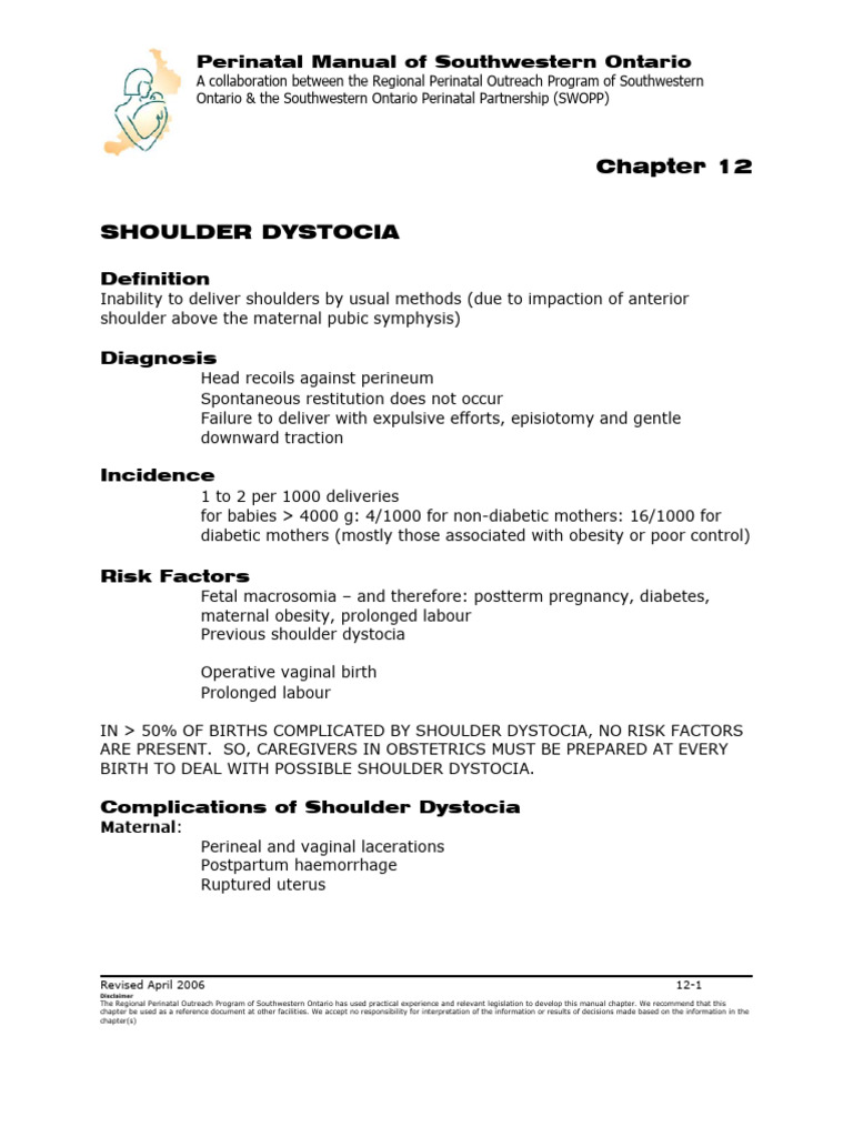 Obstetricians' Guide to Shoulder Dystocia | PDF | Obstetrics ...