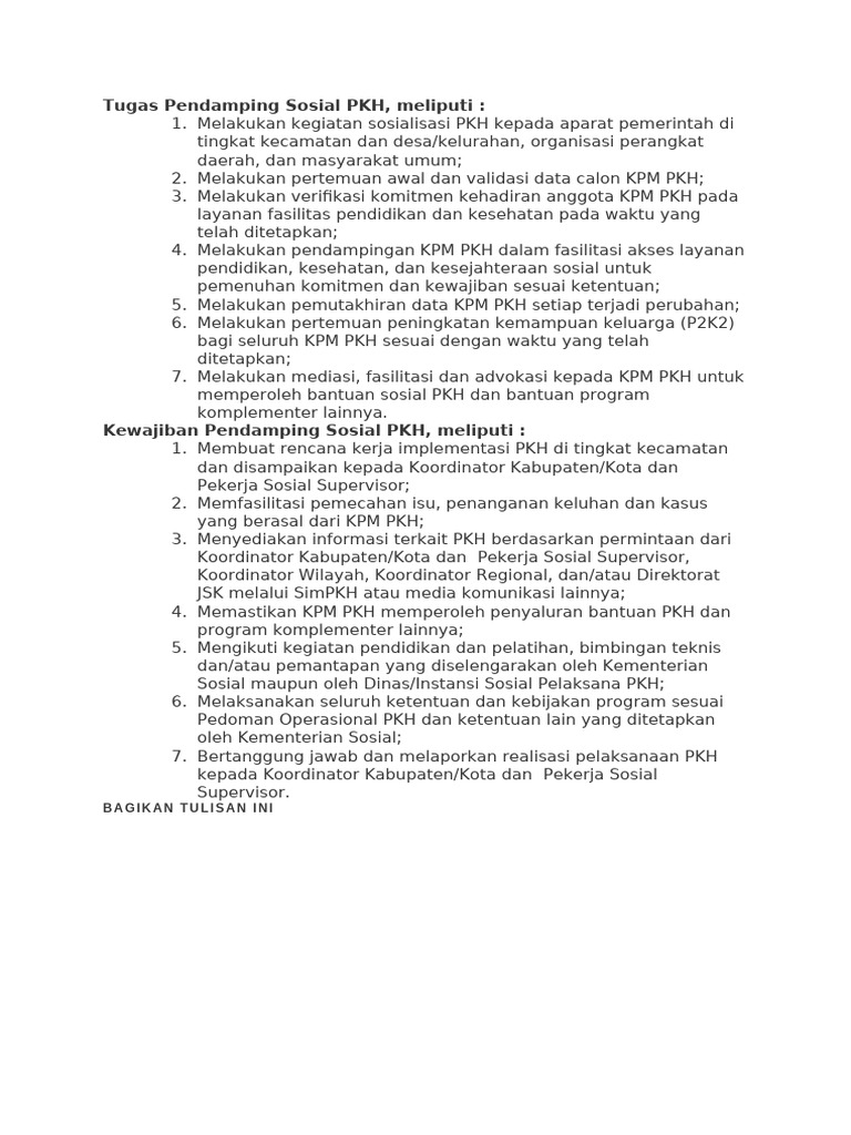 Tugas Pendamping Sosial PKH | PDF