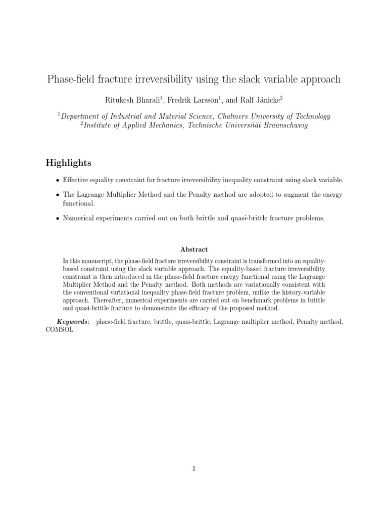 Phase-Field Fracture Irreversibility Using The Slack Variable Approach ...