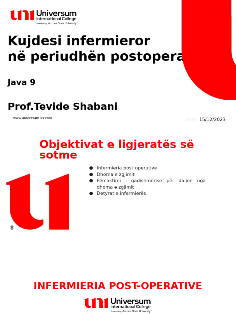 Kujdesi Infermierore Ne Periudhen Postoperative | PDF