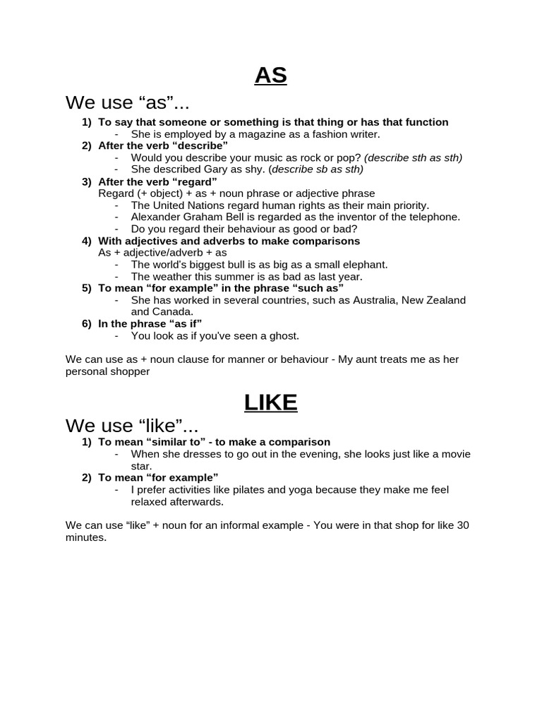 Like Vs As - Theory | PDF | Language Arts & Discipline