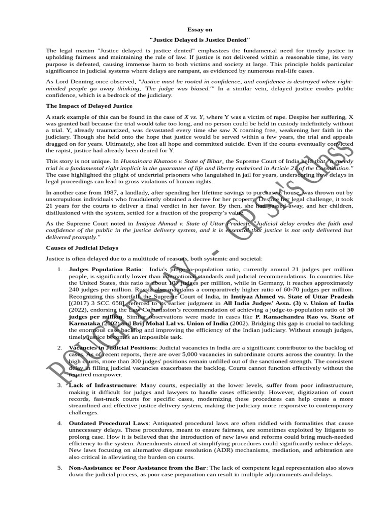 Justice Delayed is Justice Denied 2 page | PDF | Alternative Dispute ...