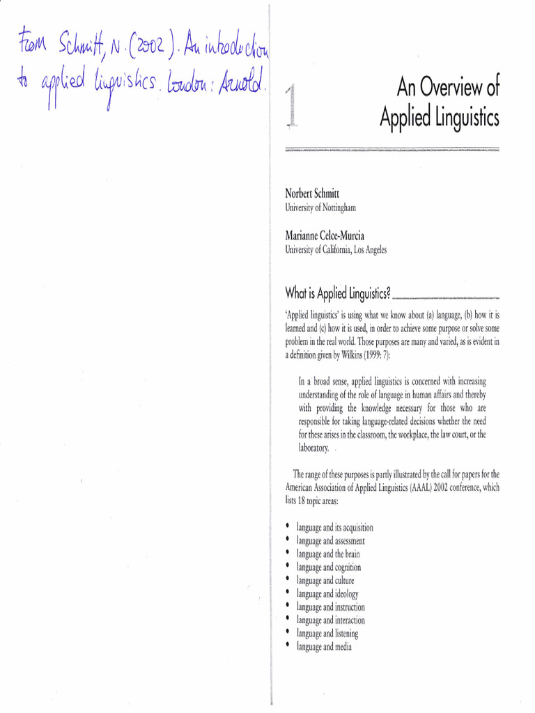 An Overview of Applied Linguistics | PDF | Second Language | Linguistics