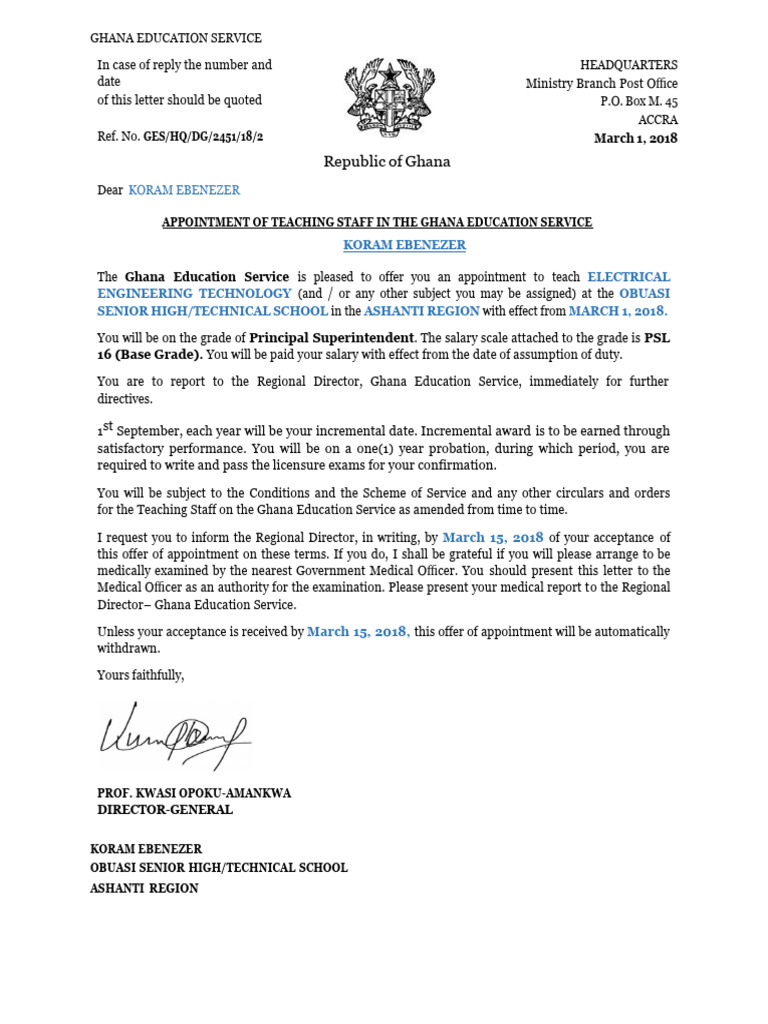APPOINTMENT LETTER | PDF