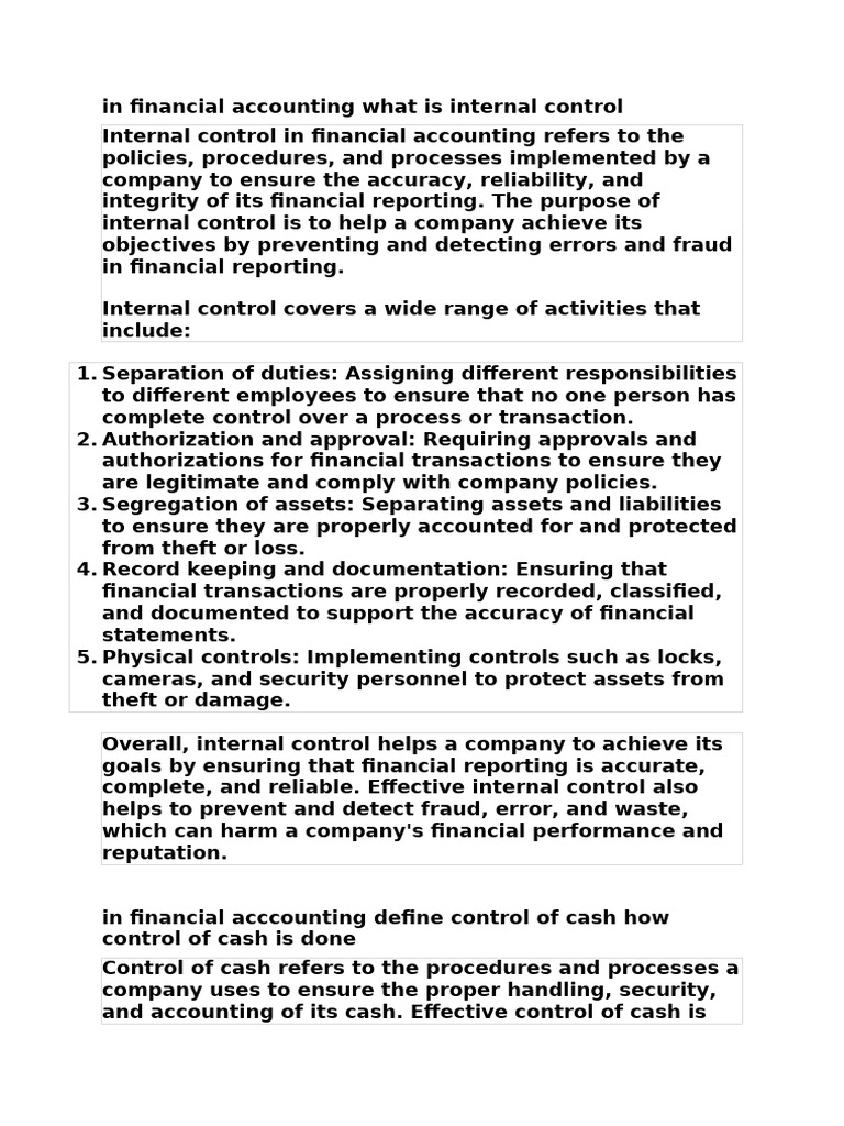 In financial accounting what is internal control | PDF | Credit Card | Internal Control