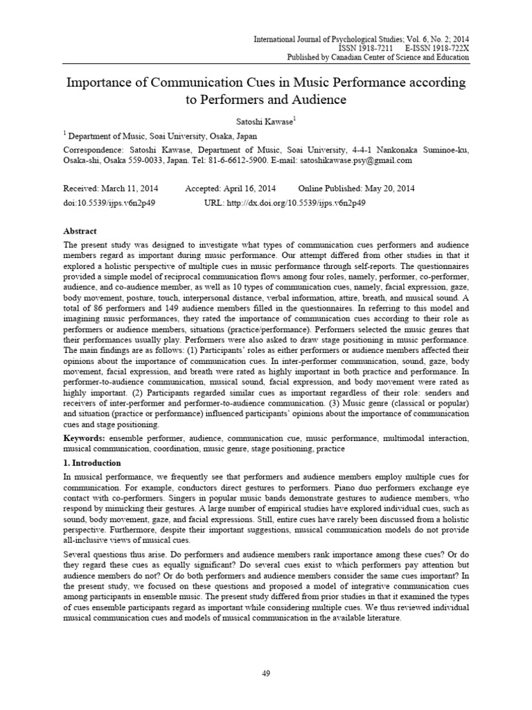 Importance of Communication Cues in Music | PDF | Communication ...