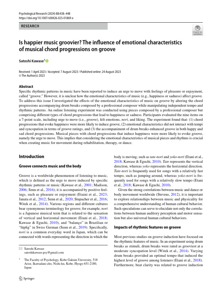 Is Happier Music Groovier - The Infuence of Emotional Characteristics ...