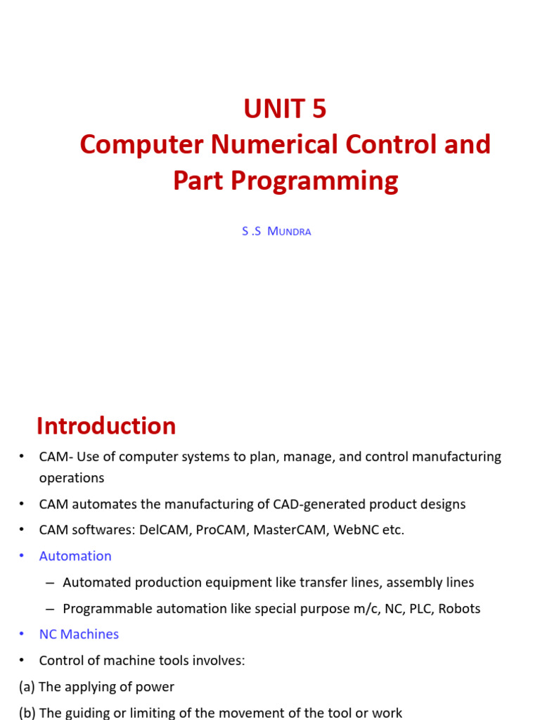 Unit 5 CNC Programming - Stu | PDF | Numerical Control | Automation