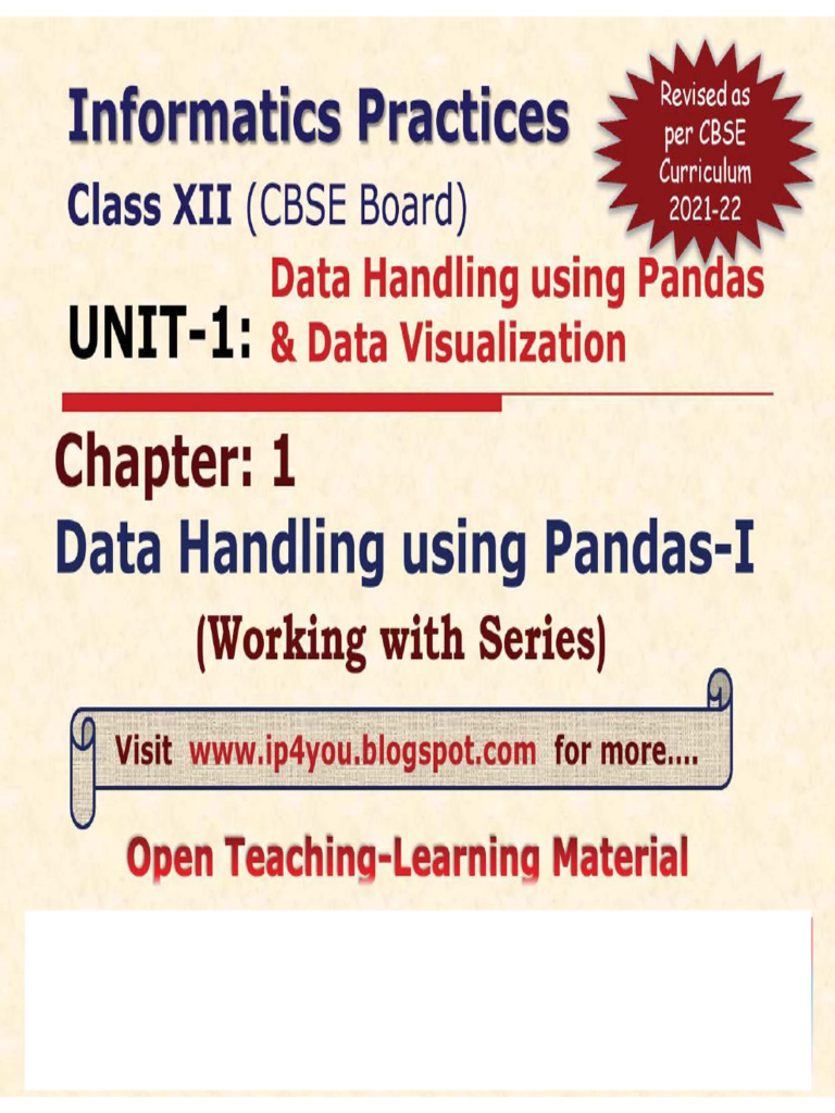 IP XII U1 Ch1 DataHandling (Series) Final | PDF