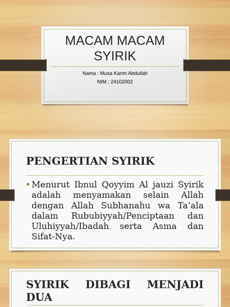 MACAM MACAM SYIRIK | PDF