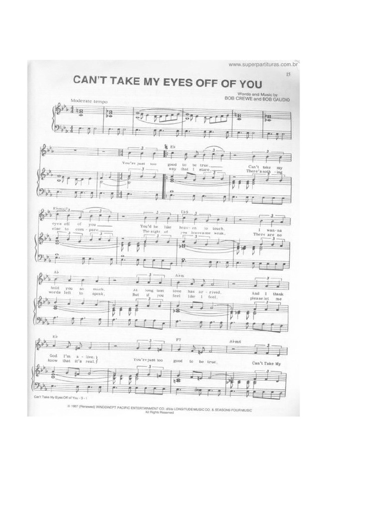 Can't take My Eyes off you spartito.1 parte | PDF
