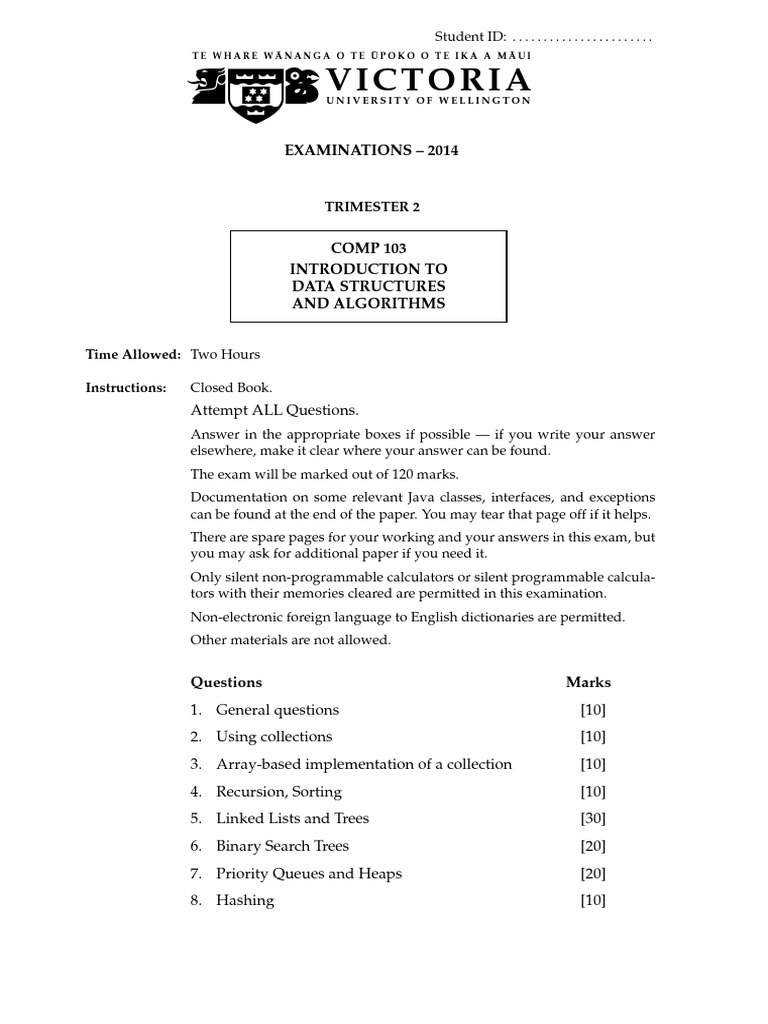 2014T2-exam | PDF | Algorithms | Computer Programming