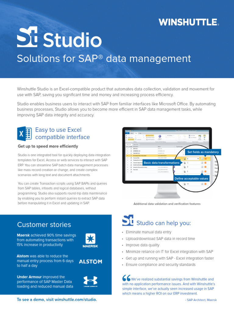 Winshuttle Studio Productbrochure EN | PDF | Microsoft Excel | Databases
