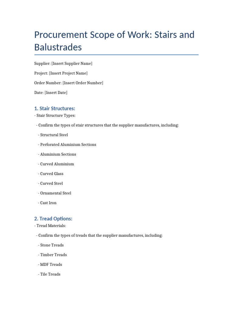 Stair Design Procurement Scope | PDF