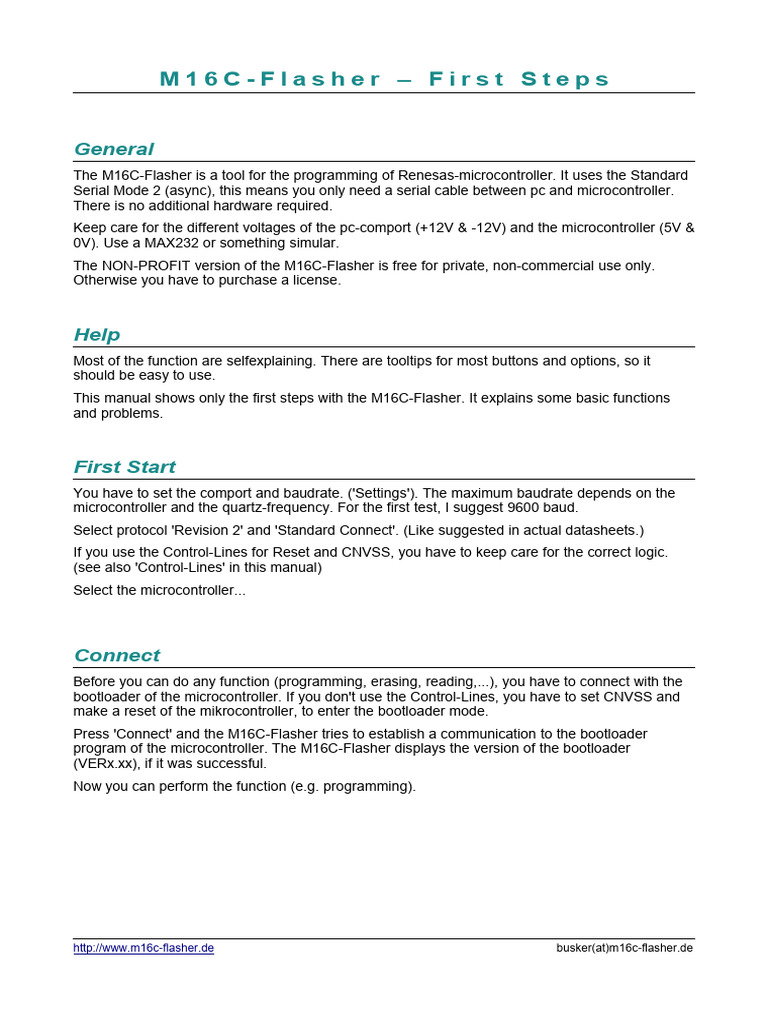 M16C-Flasher: Beginner's Guide | PDF | Booting | Microcontroller