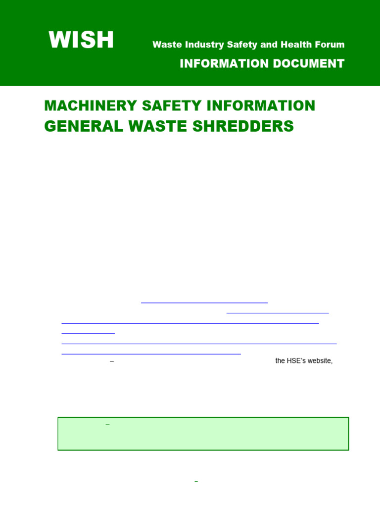 INFO 24 Machinery Safety General Waste Shredders Oct 2023 | PDF ...