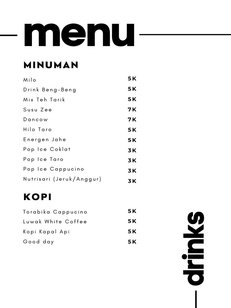 Menu Minuman Kantin | PDF