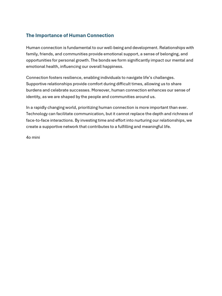 The Importance of Human Connection | PDF